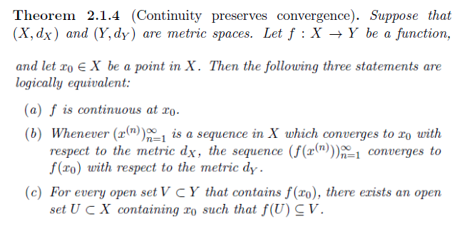 Solved Theorem 2.1.4 (Continuity preserves convergence). | Chegg.com