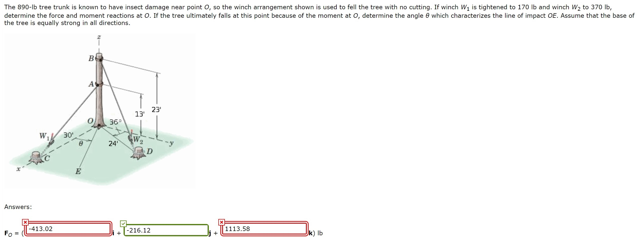 Solved The 890-lb tree trunk is known to have insect damage | Chegg.com