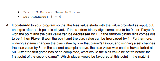 Solved print out the game score after each point, and | Chegg.com