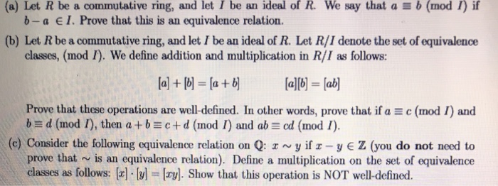 Solved (a) Let R be a commutative ring, and let l be an | Chegg.com