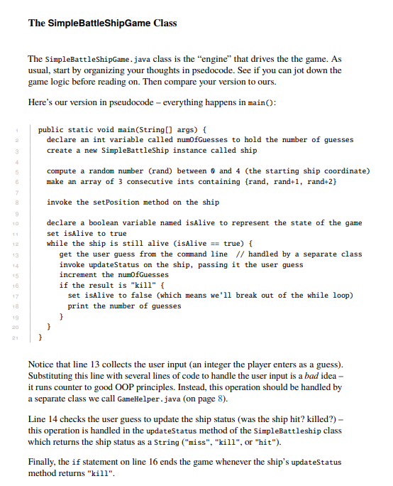 Solved The SimpleBattleship Class The SimpleBattleship class | Chegg.com