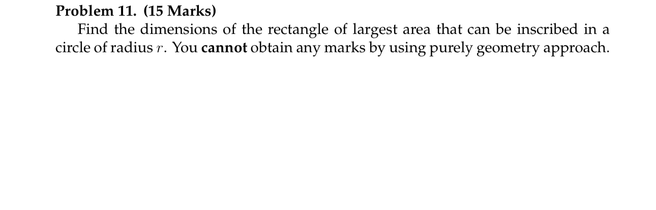 Solved Problem 11. (15 Marks) Find the dimensions of the | Chegg.com