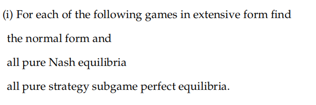 Solved (i) For each of the following games in extensive form | Chegg.com