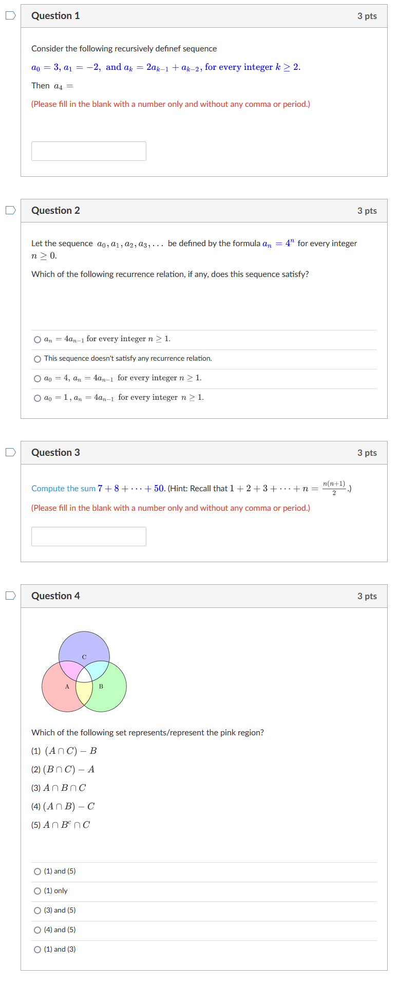 Solved Consider the following recursively definef sequence | Chegg.com