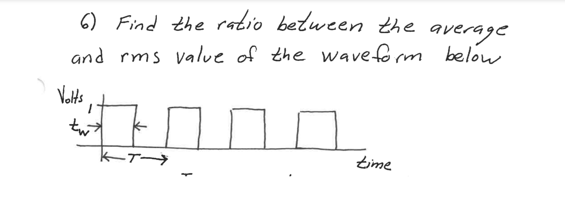 Solved 6) Find the ratio between the average and rms value | Chegg.com