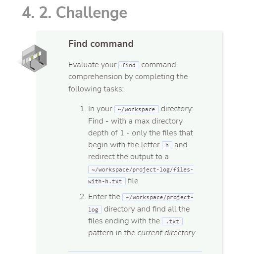 Solved 4. 2. Challenge Find command Evaluate your find | Chegg.com