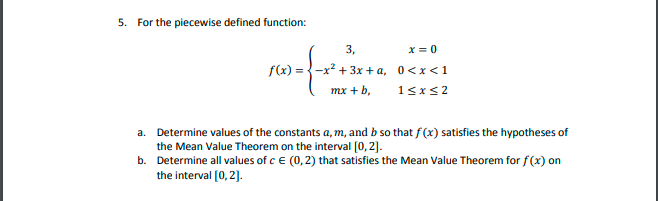 Solved 5. For the piecewise defined function: 3, x = 0 f(x) | Chegg.com
