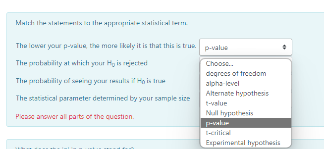 Solved Match the statements to the appropriate statistical | Chegg.com
