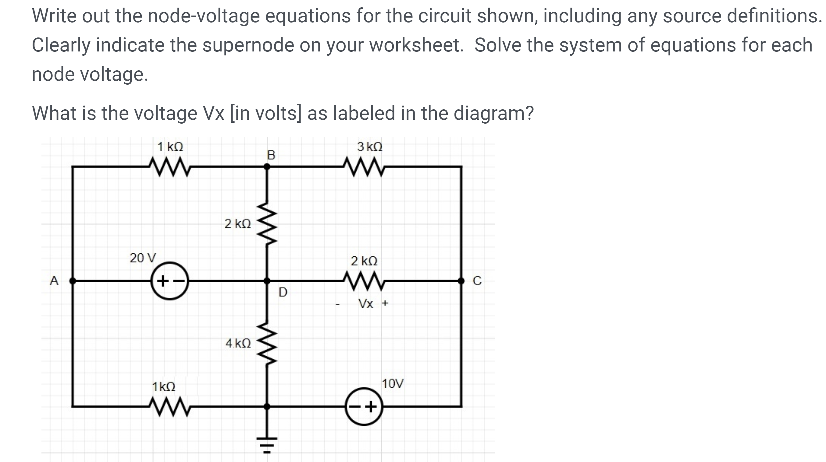 Solved Write out the node-voltage equations for the circuit | Chegg.com