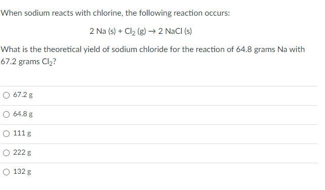 Solved When sodium reacts with chlorine, the following | Chegg.com