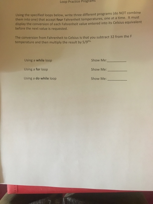 Solved Loop Practice Programs Using the specified loops | Chegg.com