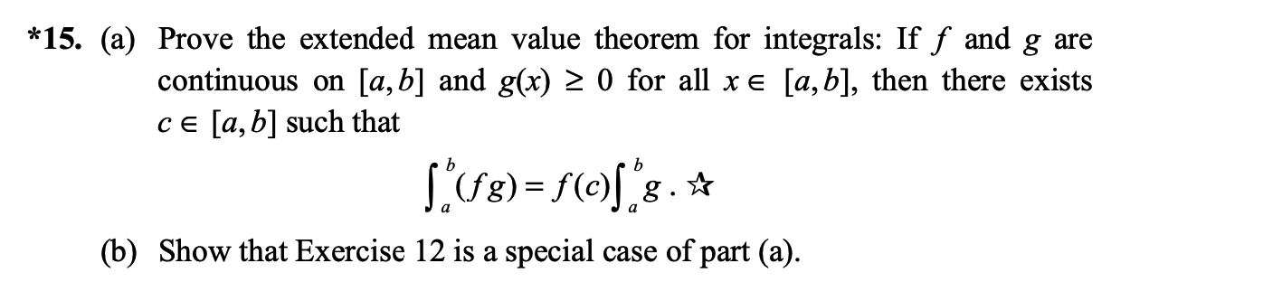 Solved *15. (a) Prove the extended mean value theorem for | Chegg.com