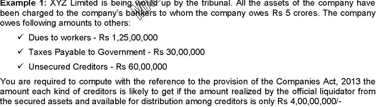 Solved Example 1: XYZ Limited is being noulels up by the | Chegg.com