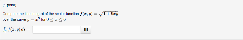 Solved (1 point) Compute the line integral of the scalar | Chegg.com