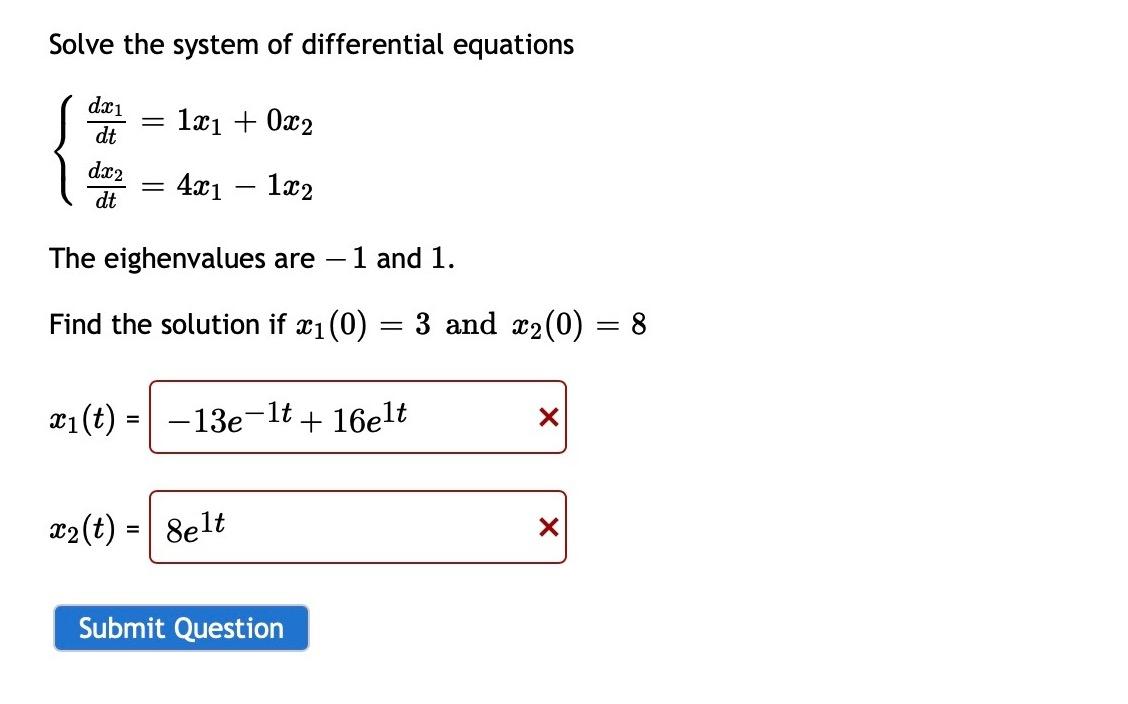 Solved Solve the system of differential equations | Chegg.com