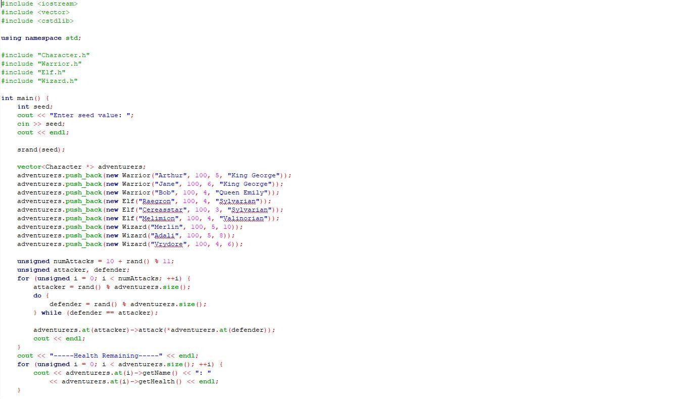 Solved Base Class enum HeroType {WARRIOR, ELF, WIZARD}; | Chegg.com