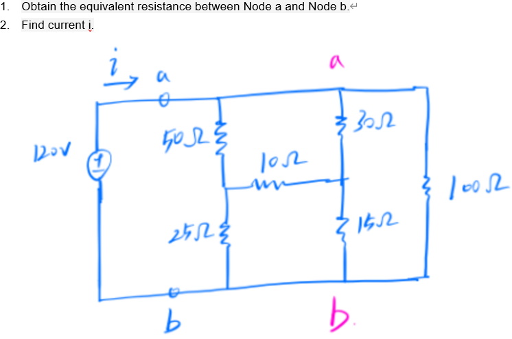 Solved 1. Obtain the equivalent resistance between Node a | Chegg.com