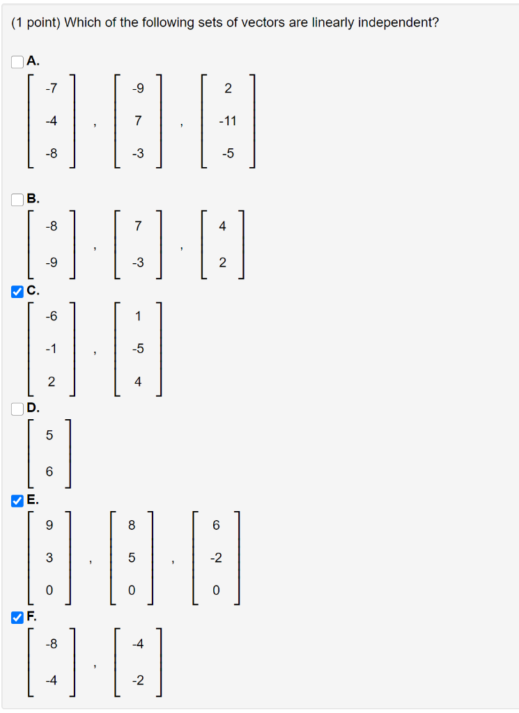 Solved (1 point) Check the following statements for | Chegg.com