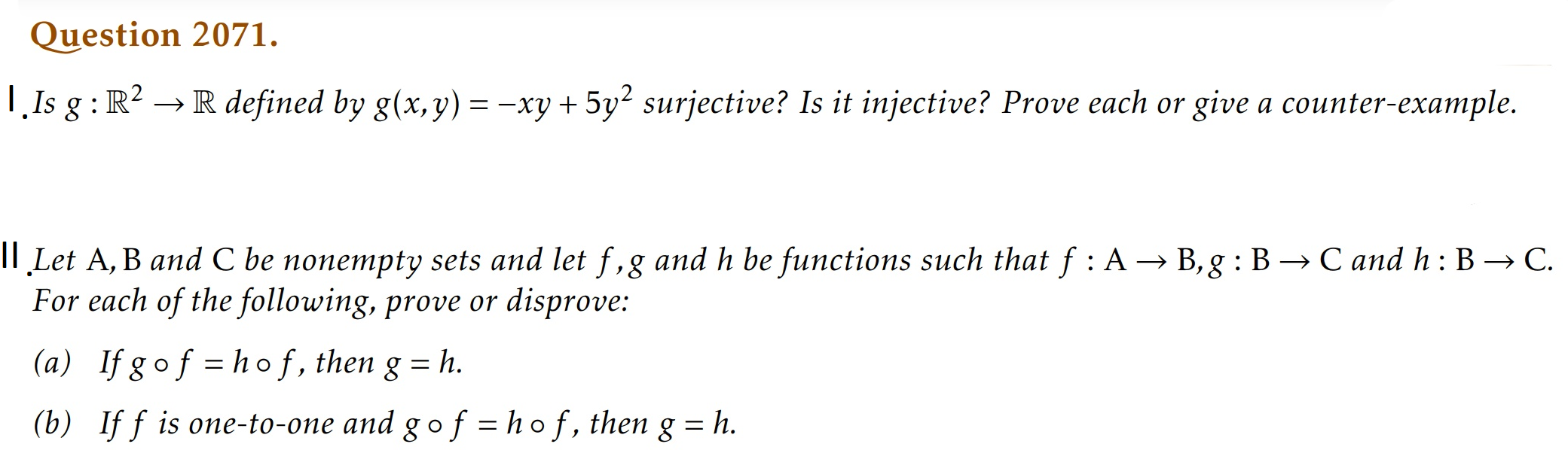 Solved Question 2071. | Is g: R2 → R defined by g(x,y) = -xy | Chegg.com