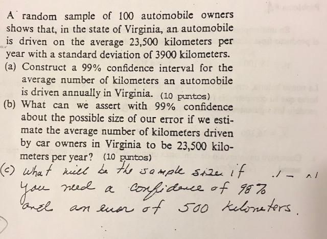 Solved A random sample of 100 automobile owners shows that, | Chegg.com