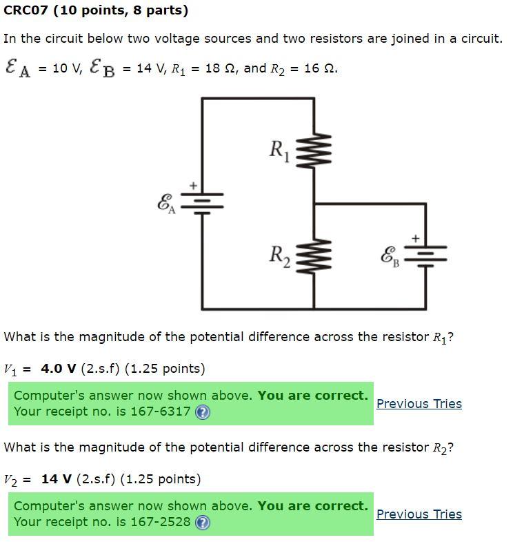 Solved CRC07 (10 points, 8 parts) In the circuit below two | Chegg.com