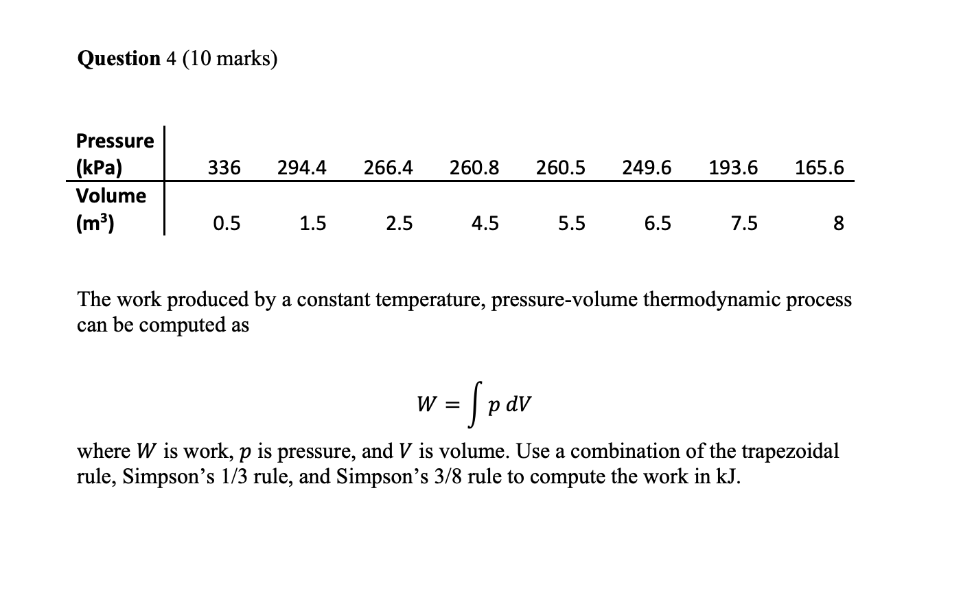 Solved Question 4 (10 marks) The work produced by a constant | Chegg.com