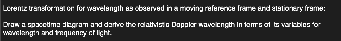 Solved Lorentz transformation for wavelength as observed in | Chegg.com