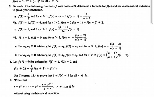 Solved f(n) = 3.2+(-1) for all n E N. S. For each of the | Chegg.com