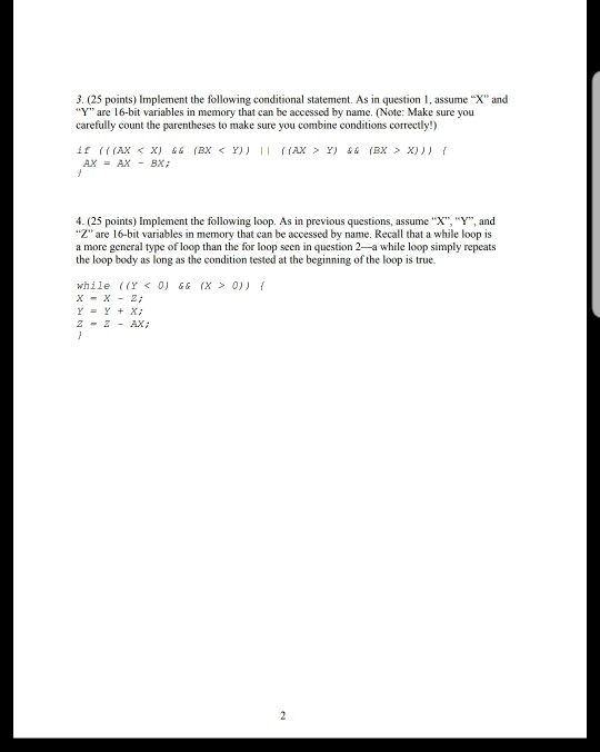 Solved 3. (25 points) Implement the following conditional | Chegg.com