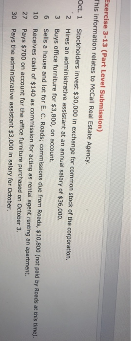 Solved Exercise 3-13 (Part Level Submission) This | Chegg.com