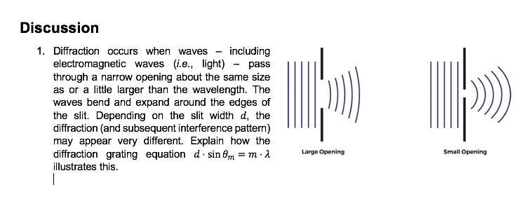 Solved Discussion 1. Diffraction occurs when waves - | Chegg.com