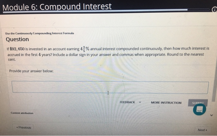 Solved Module 6: Compound Interest Use the Continuously | Chegg.com