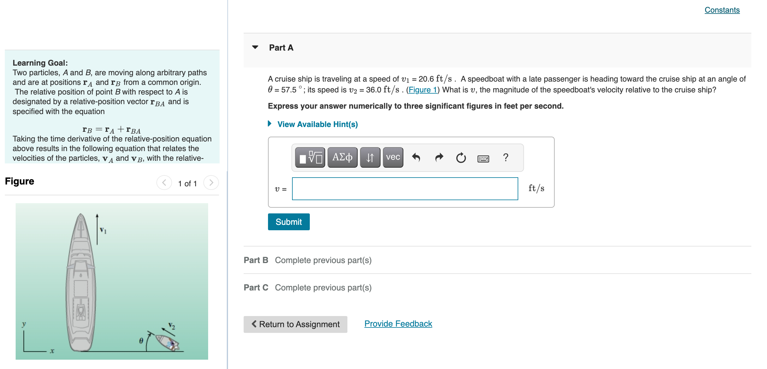 Solved Constants Learning Goal: Two particles, A and B, are | Chegg.com
