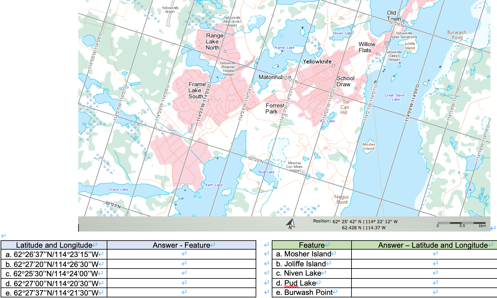Solved Below is a map of the area around Yellowknife, | Chegg.com