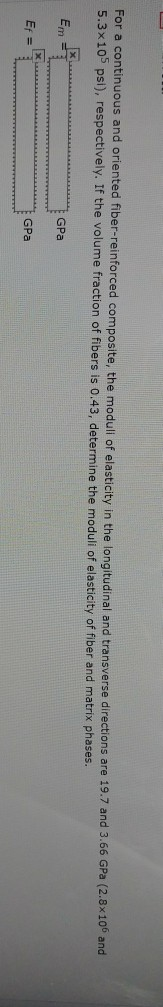 Solved For a continuous and oriented fiber-reinforced | Chegg.com