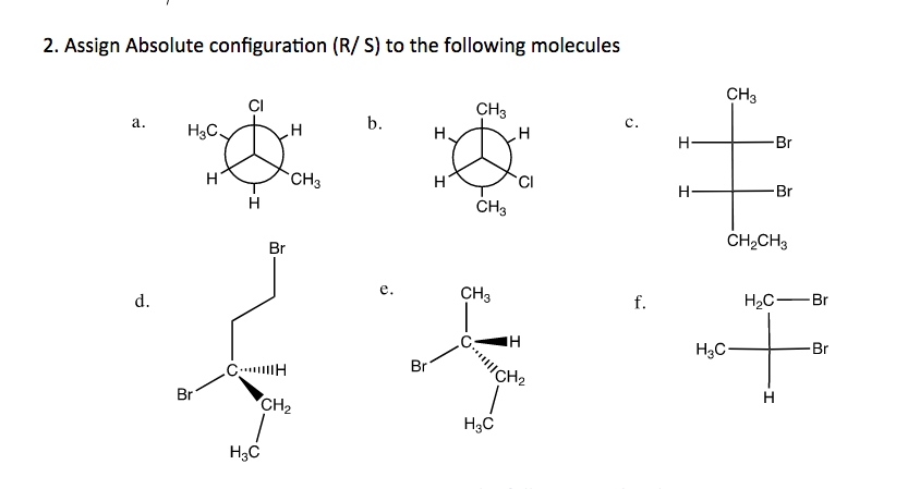 Solved 2. Assign Absolute configuration (R/ S) to the | Chegg.com