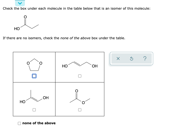 Solved Check the box under each molecule in the table below | Chegg.com