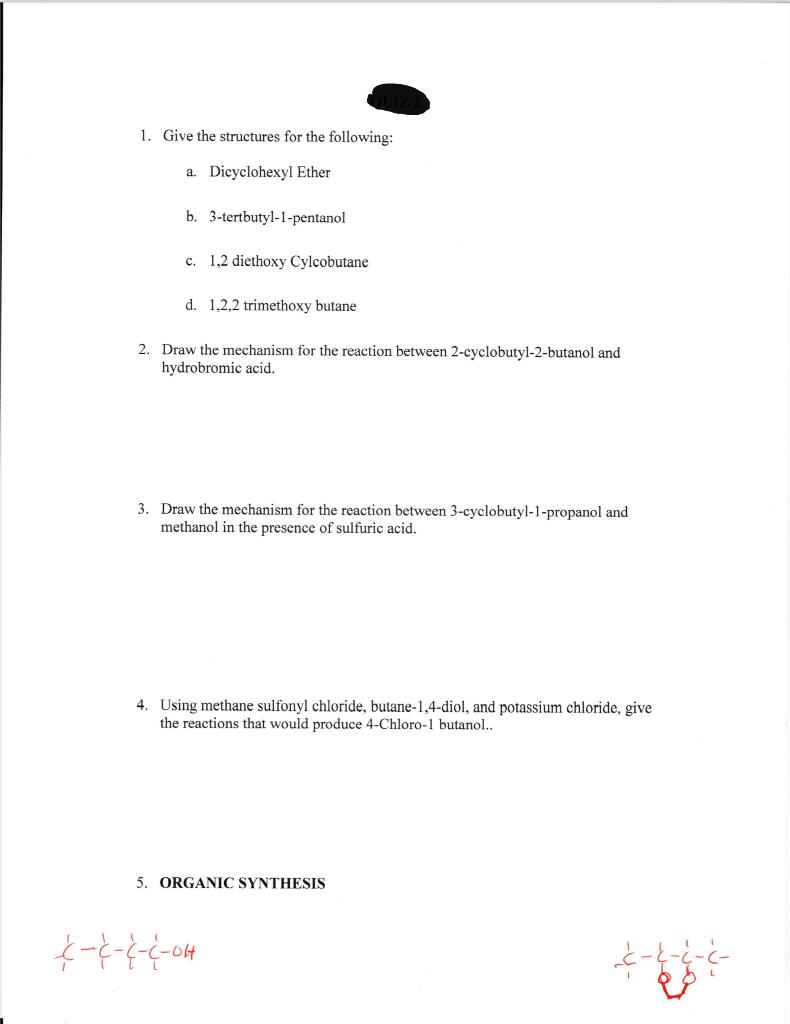 Solved 1. Give the structures for the following: a. | Chegg.com