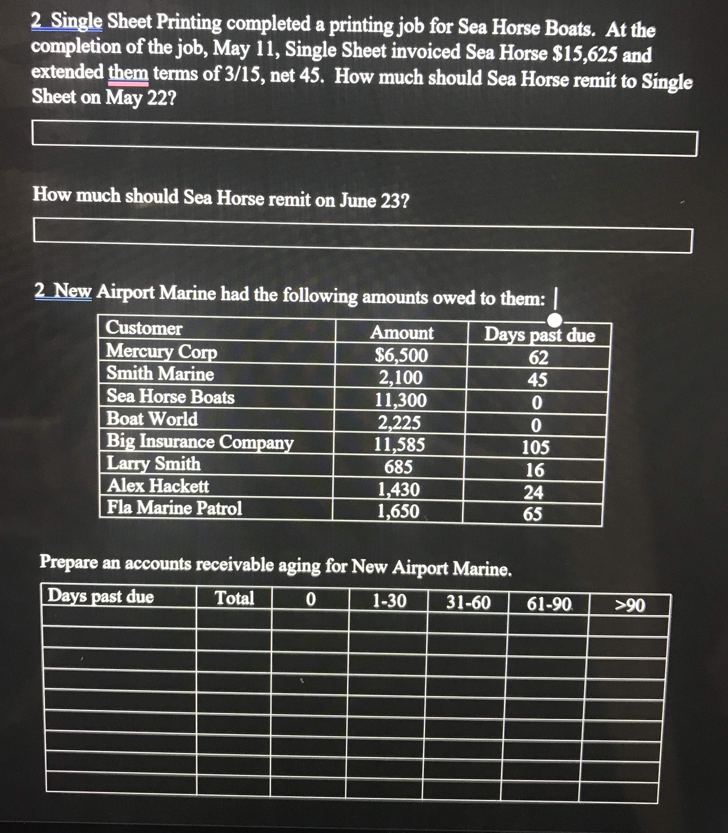 2 Single Sheet Printing completed a printing job for | Chegg.com