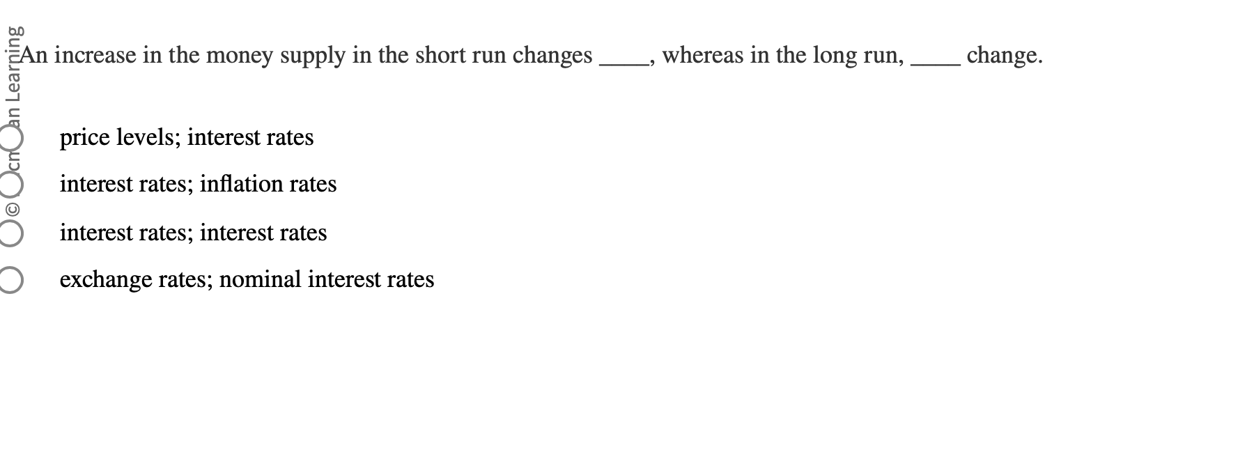 Solved An increase in the money supply in the short run | Chegg.com
