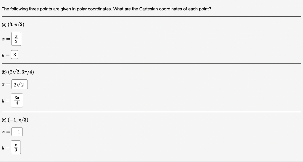 Solved The following three points are given in polar | Chegg.com
