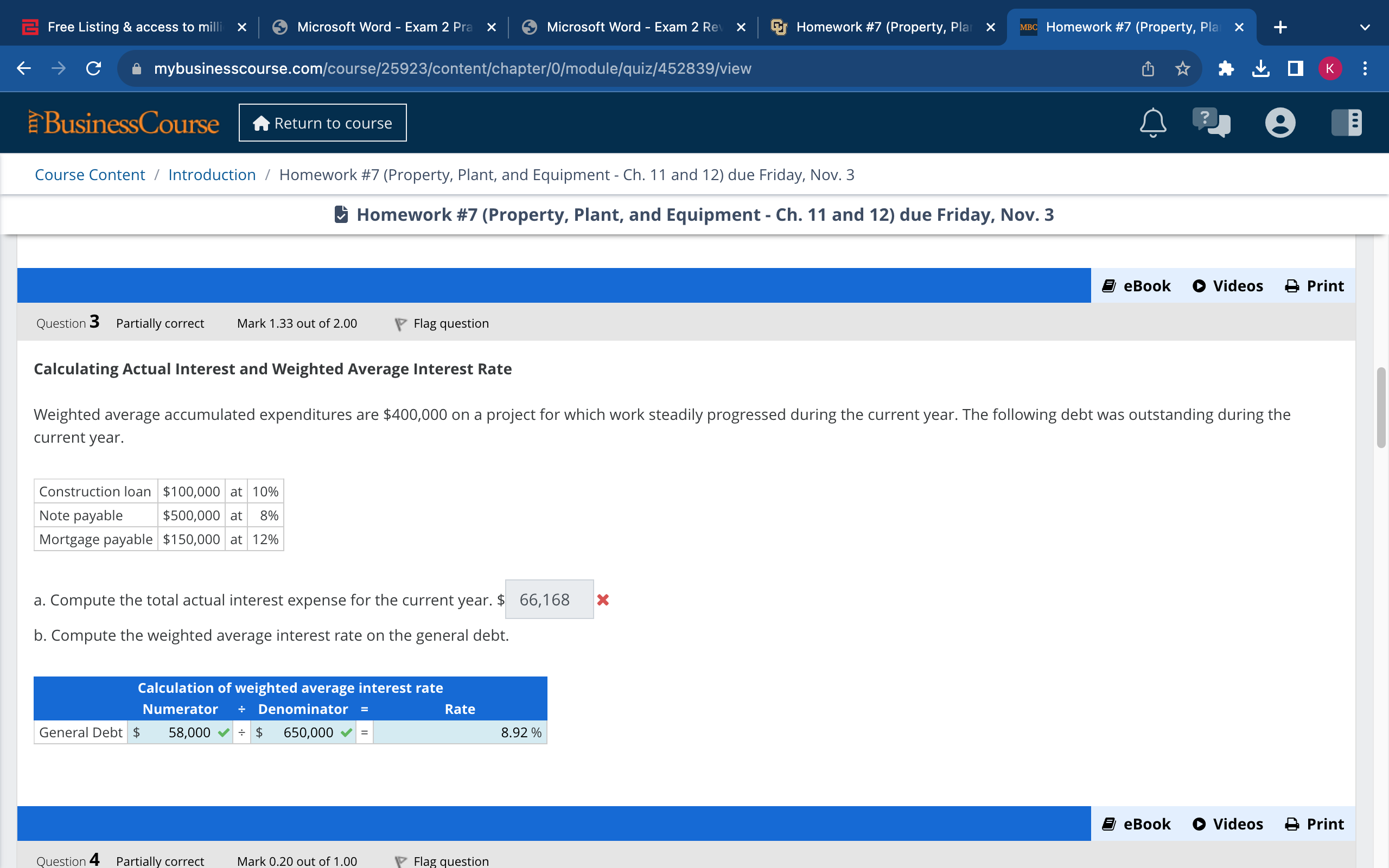 Calculating Actual Interest and Weighted Average | Chegg.com