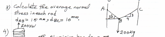 Solved 3 А A calculate the av average normal stress in each | Chegg.com