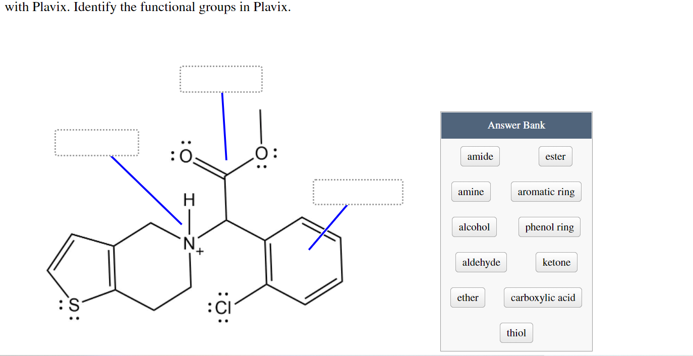 Solved with Plavix. Identify the functional groups in | Chegg.com