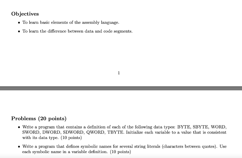Solved Objectives - To learn basic elements of the assembly | Chegg.com