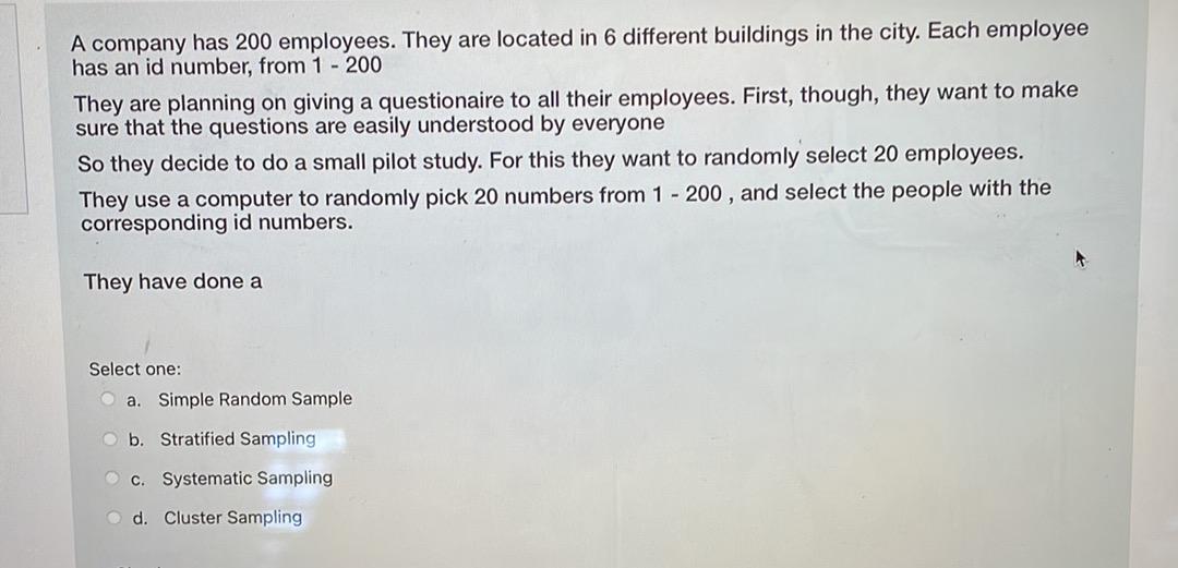 Solved A company has 200 employees. They are located in 6 | Chegg.com