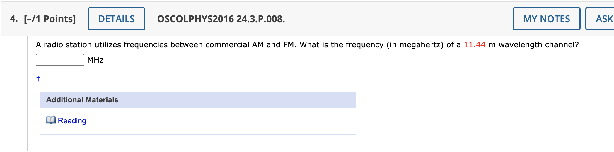 Solved 4 [ 1 Points] Details Oscolphys2016 24 3 P 008 My