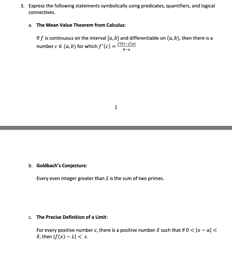 Solved 3. Express the following statements symbolically | Chegg.com