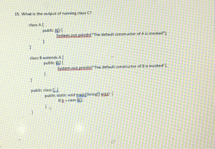Solved 15 What Is The Output Of Running Class C Class A F