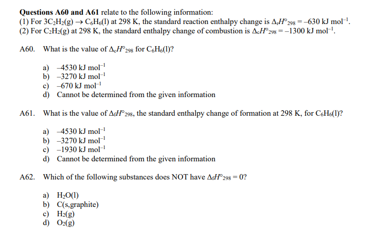 Solved Questions A60 and A61 relate to the following | Chegg.com